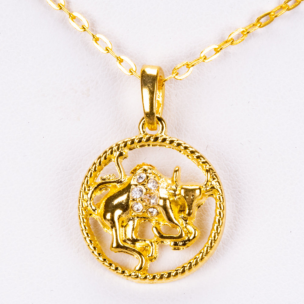 Taur Colier din Aliaj Placat cu Aur ( 10 grame ) cu Cristal Alb Empori ...