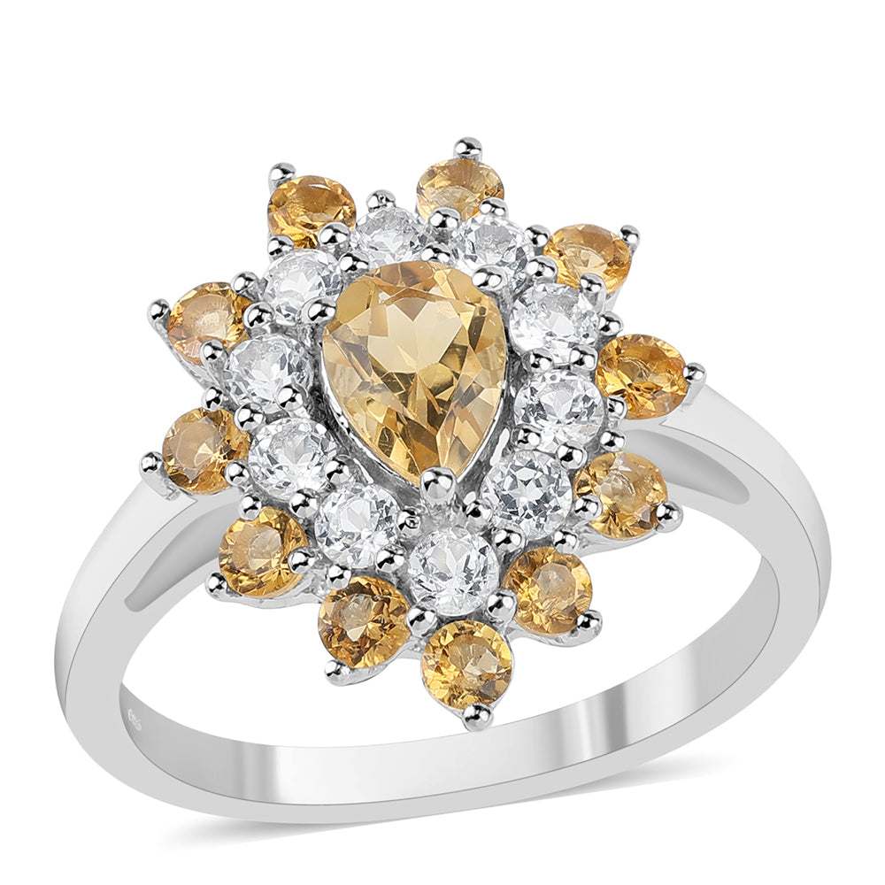 Inel din Argint 925 ( 3.57 grame ) cu Citrin și Topaz Alb 2.7 Carate ...