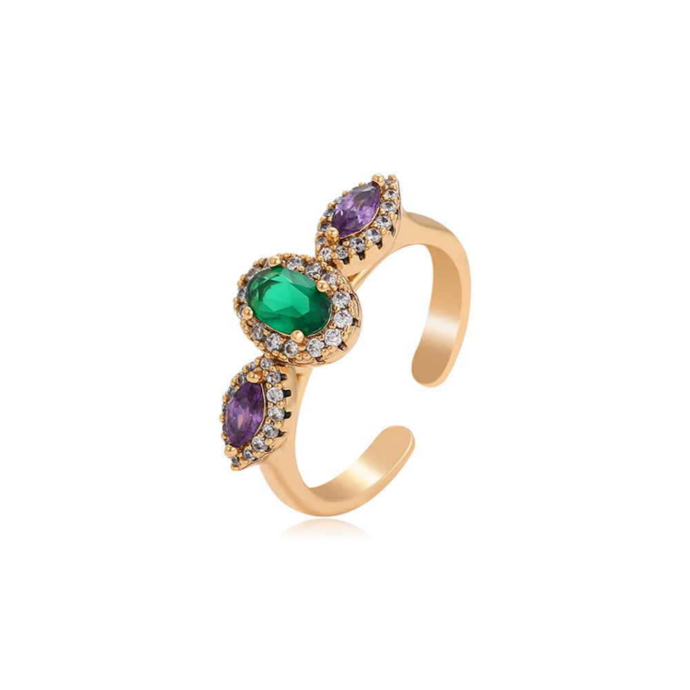 Inel din Aliaj Placat cu Aur cu Cristal Violet Emporia® și Cristal Ver ...