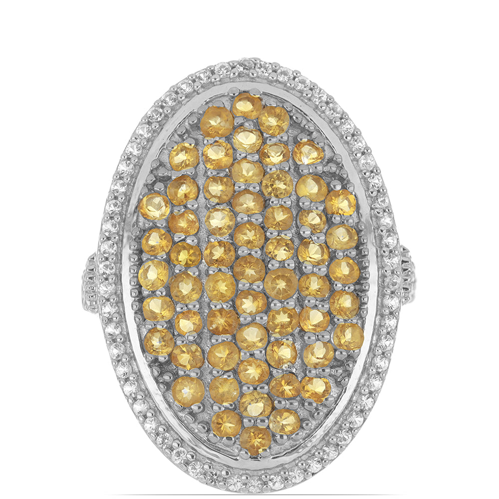 Inel din Argint 925 ( 6.07 grame ) cu Citrin Ural și Topaz Alb 2.43 Ca ...