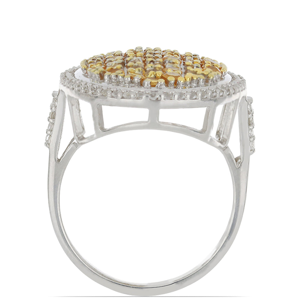 Inel din Argint 925 ( 6.07 grame ) cu Citrin Ural și Topaz Alb 2.43 Ca ...