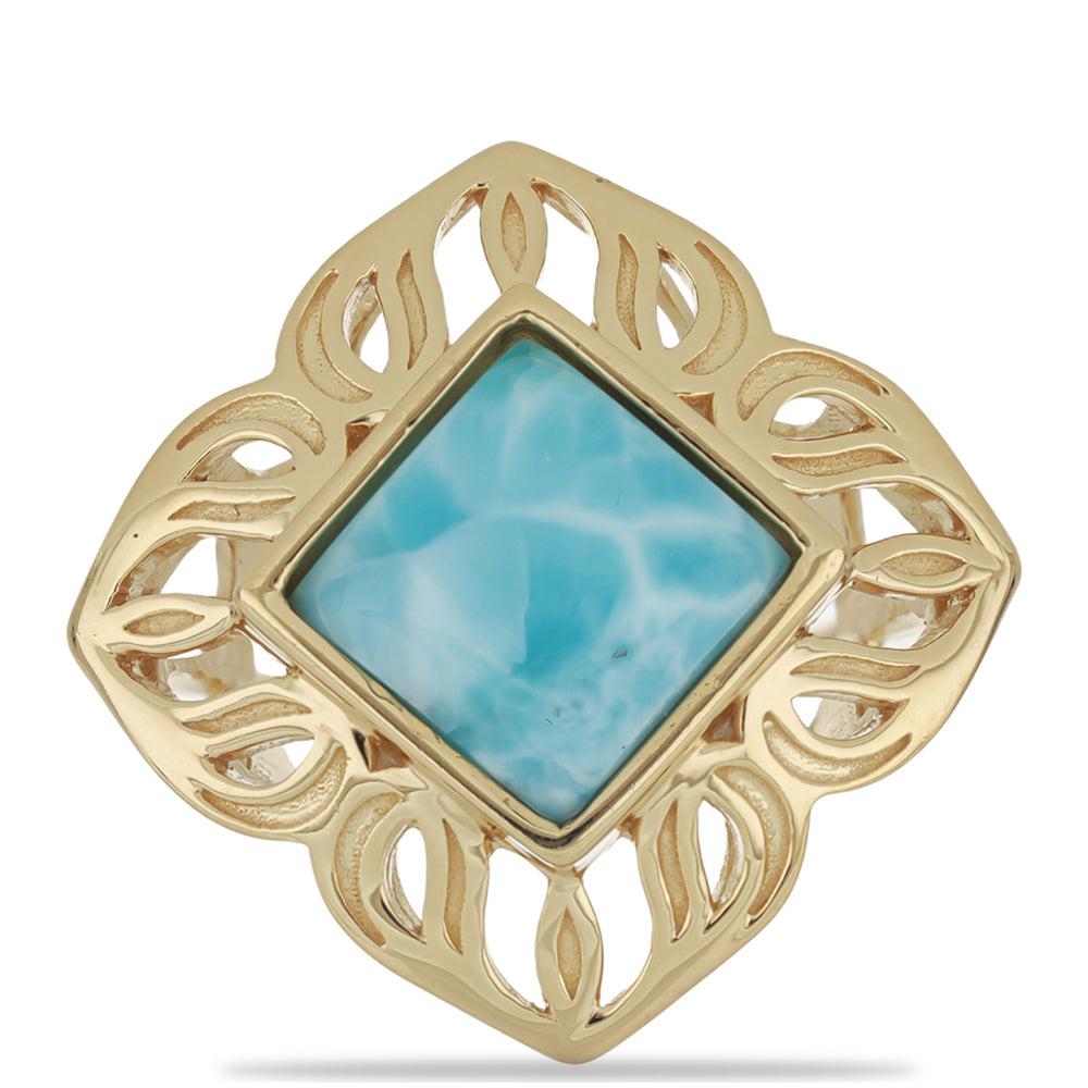 Inel din Argint 925 Placat cu Aur ( 6.67 grame ) cu Larimar(Piatra del ...