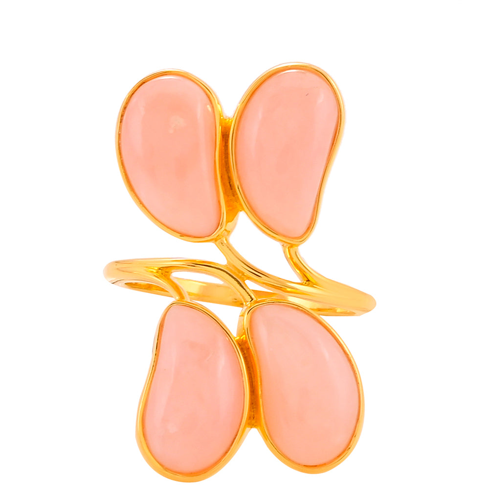 Inel din Argint 925 Placat cu Aur ( 4.77 grame ) cu Opal Roz 7.64 Cara ...